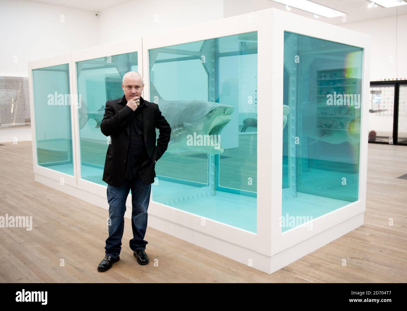 Artist Damien Hirst pictured in front of his work The Physical ...