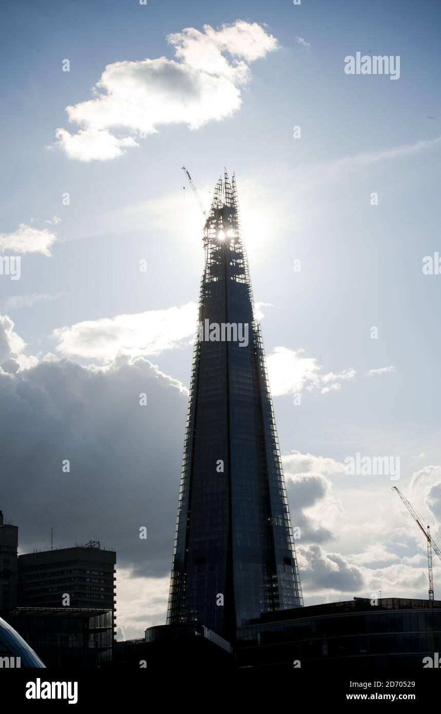 General view of the Shard skyscraper at sunset in central London Stock ...