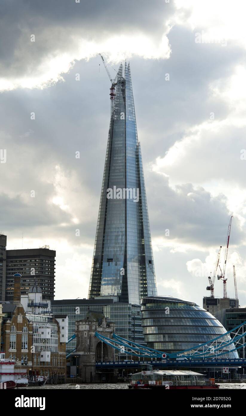 General view of the Shard skyscraper at sunset in central London Stock ...
