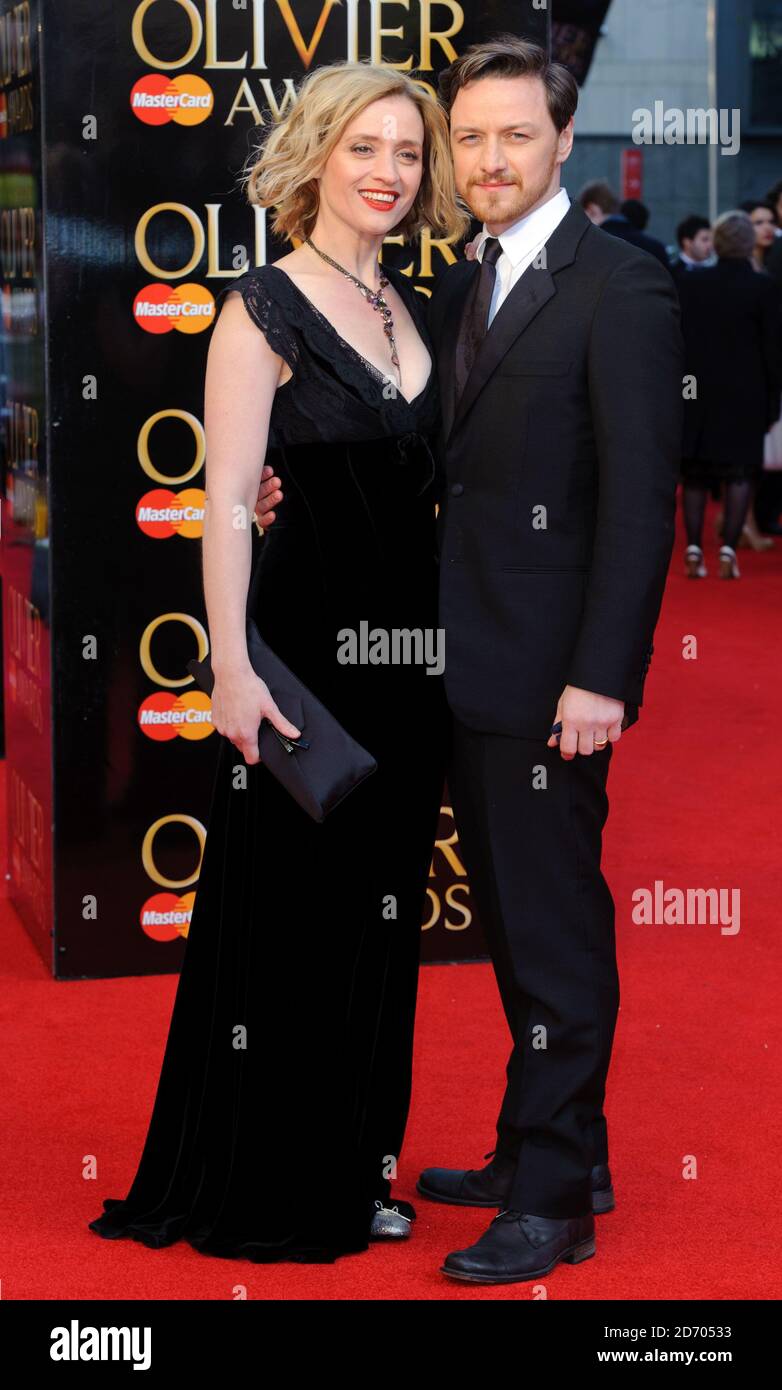 Ann Marie Duff and James McAvoy arrive at the Olivier Awards, at the ...