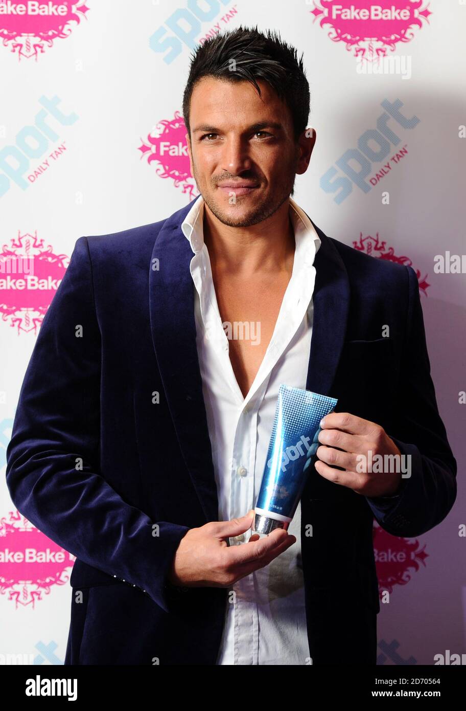 Peter Andre pictured at the launch of Fake Bake's Sport Daily Tan, at ...