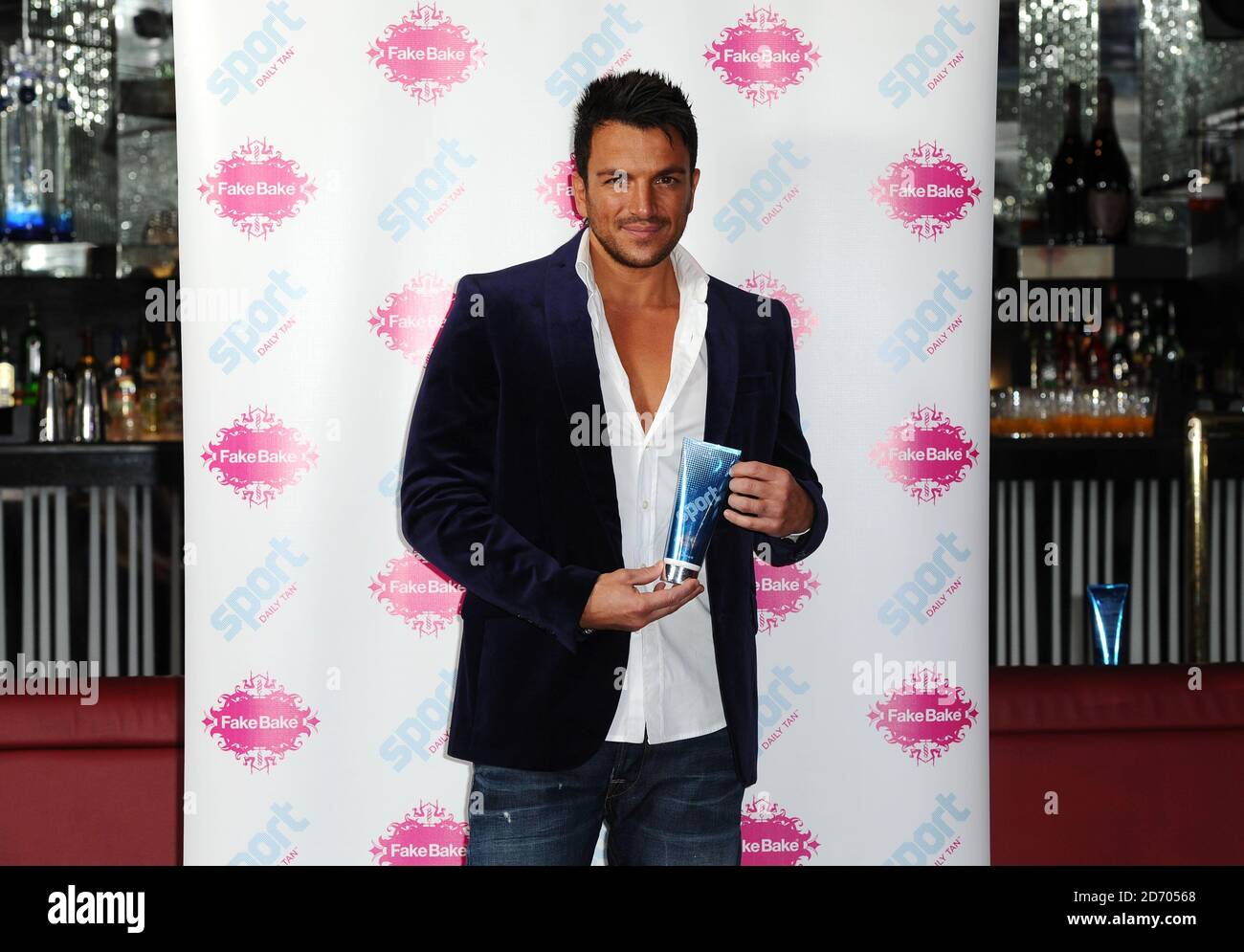 Peter Andre pictured at the launch of Fake Bake's Sport Daily Tan, at ...
