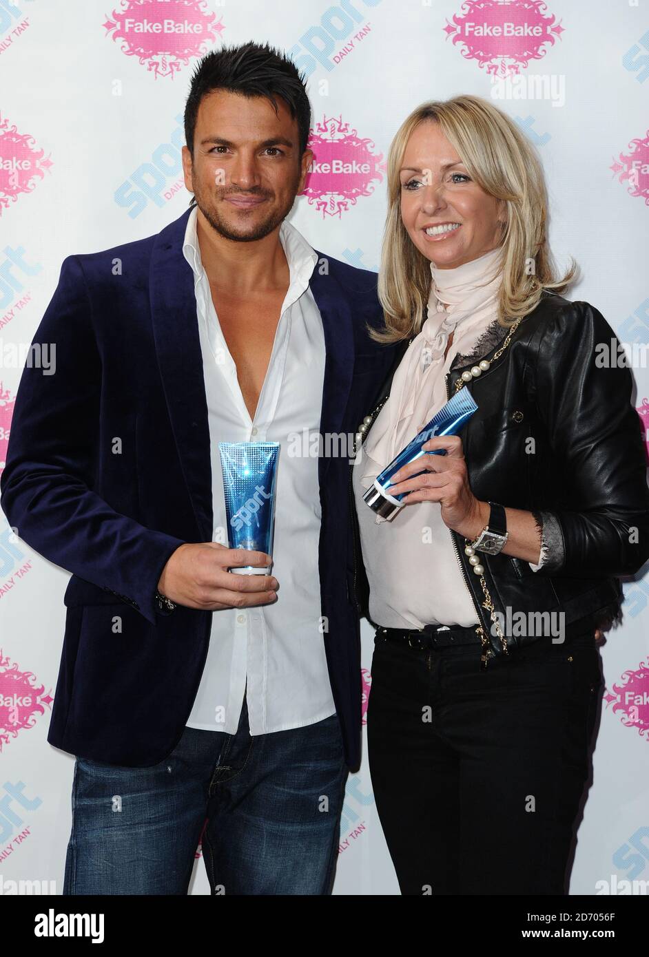Peter Andre and Fake Bake CEO Sandra McClumpha pictured at the launch ...