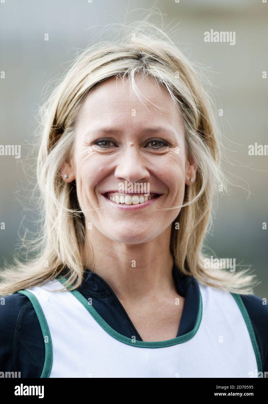 Sophie Raworth attending a photocell before the London Marathon, at the ...