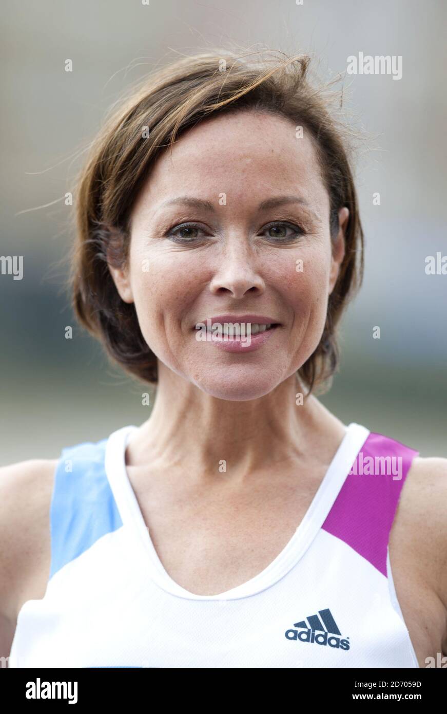 Amanda Mealing attending a photocell before the London Marathon, at the ...