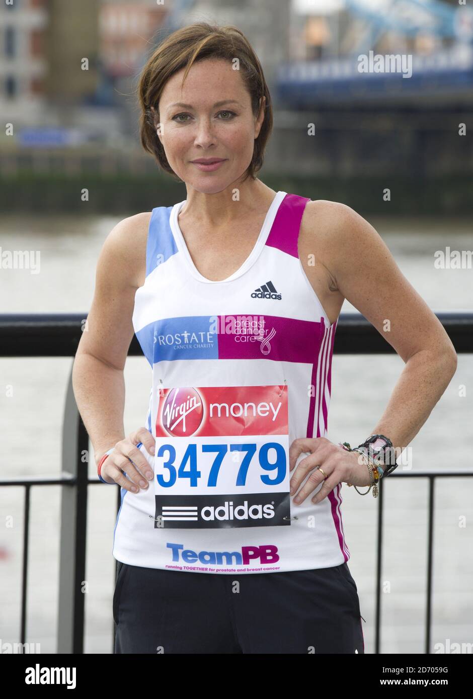 Amanda Mealing attending a photocell before the London Marathon, at the ...
