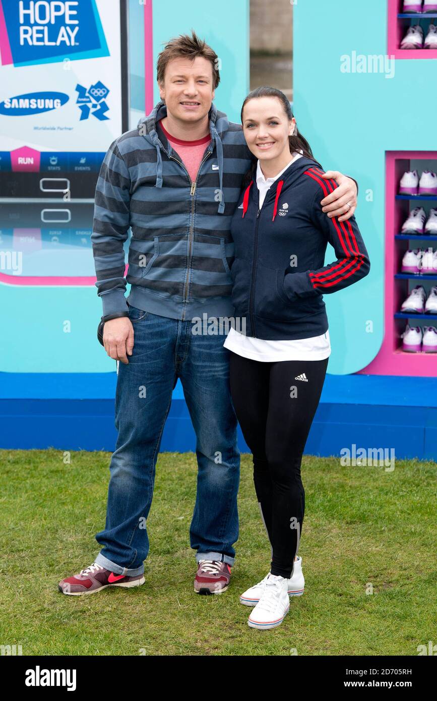 Victoria Pendleton and Jamie Oliver pictured at the start of the ...