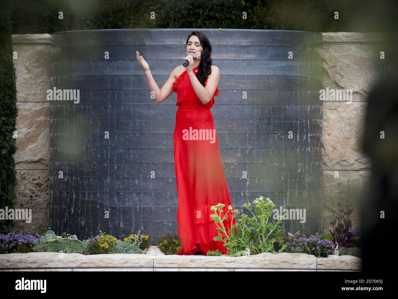 Laura Wright performs in the Arthritis Research UK garden, at the ...