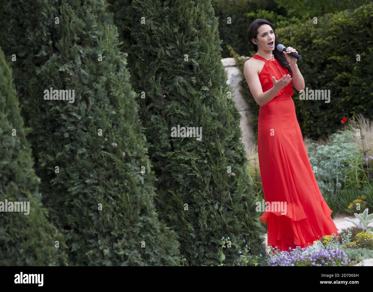 Laura Wright performs in the Arthritis Research UK garden, at the ...
