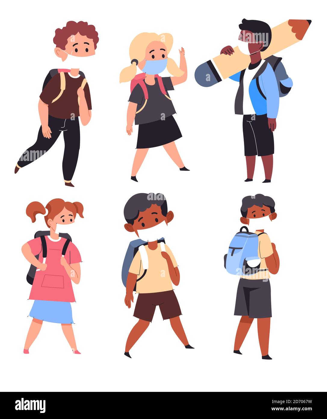 Children with masks classroom Cut Out Stock Images & Pictures - Alamy