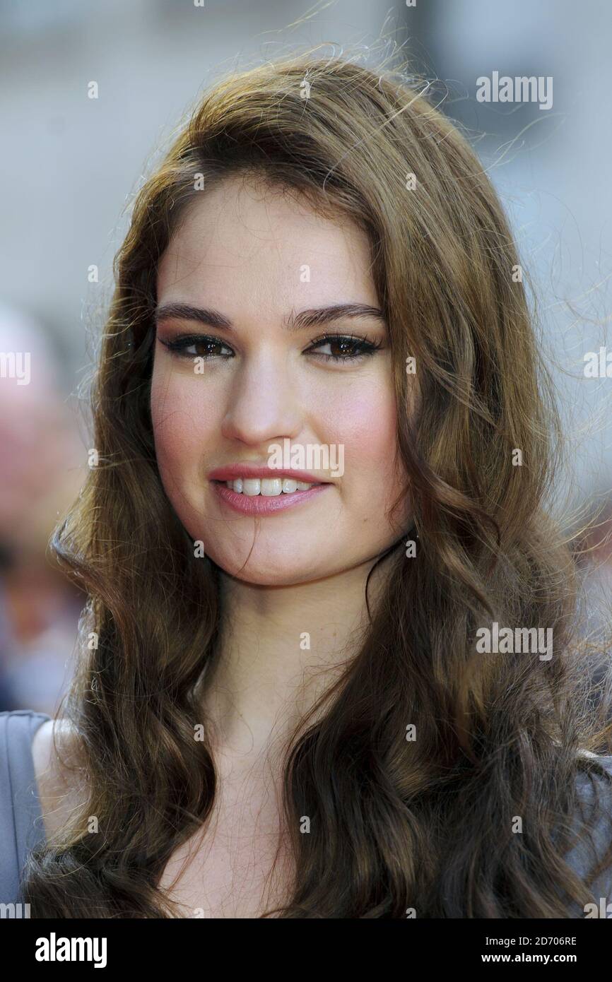 Lily James arriving at the world premiere of Fast Girls at the Odeon ...