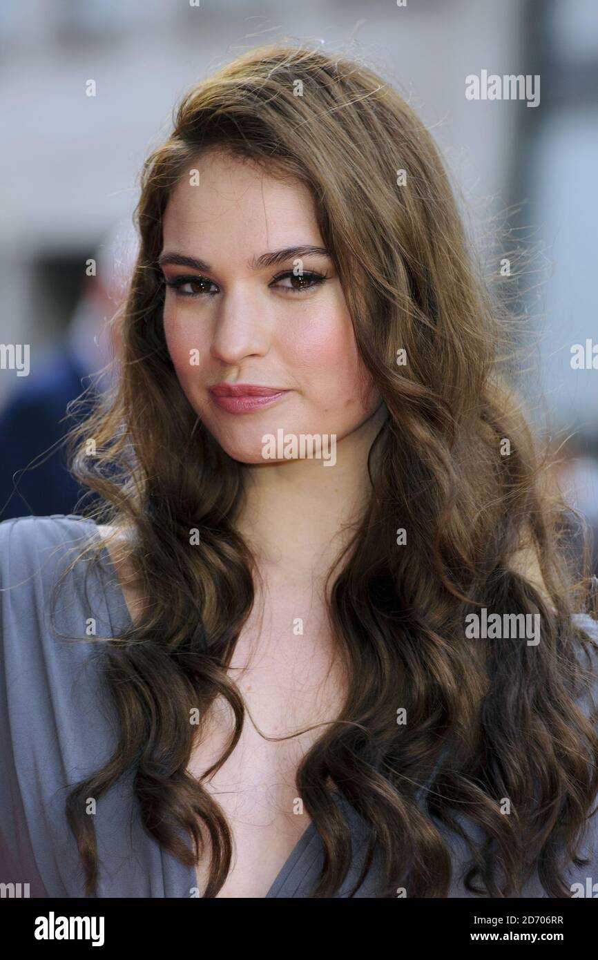 Lily James arriving at the world premiere of Fast Girls at the Odeon ...
