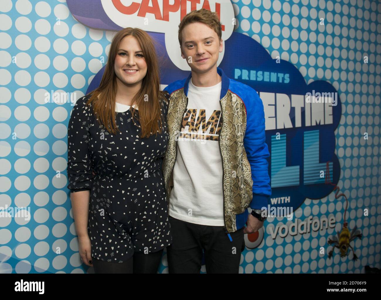 Conor Maynard and presenter Kat Shoob backstage at Capital FM's ...