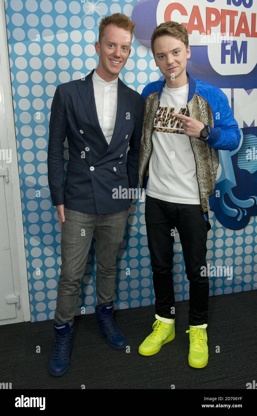 Presenter James Barr and Conor Maynard backstage at Capital FM's ...