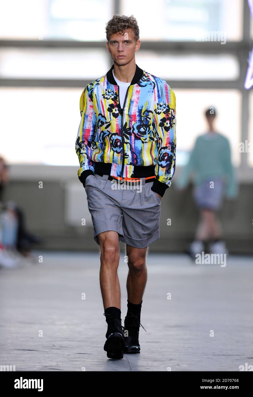 A model on the catwalk at the Topman fashion show, held as part of ...