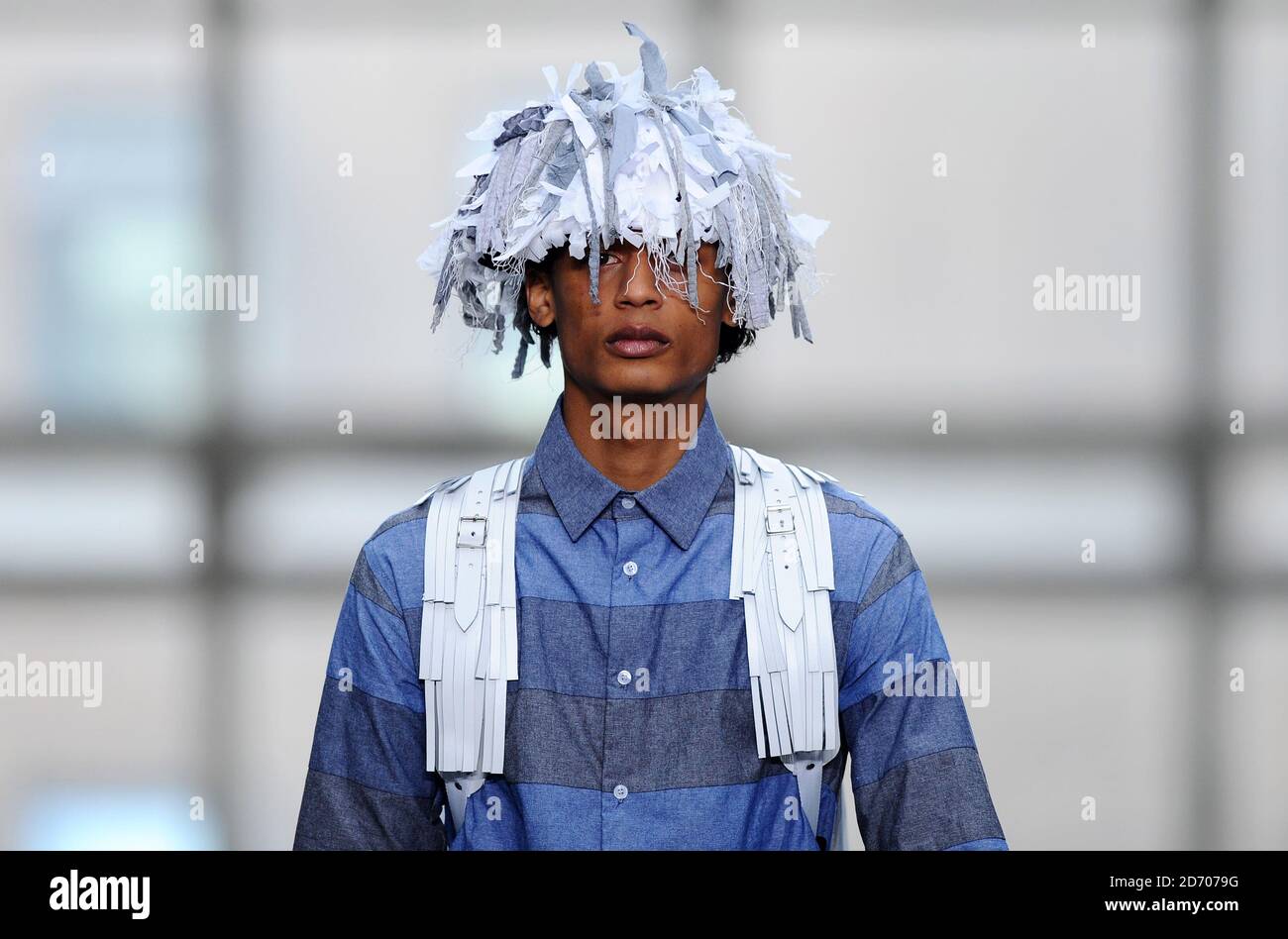 A model on the catwalk during the Christopher Shannon fashion show ...