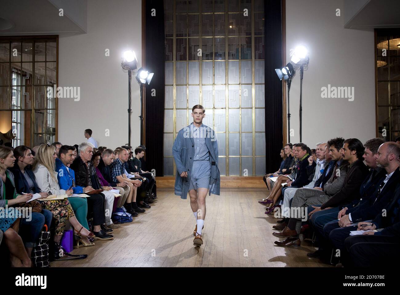 A model on the catwalk at the the Nicole Farhi fashion show, held as ...