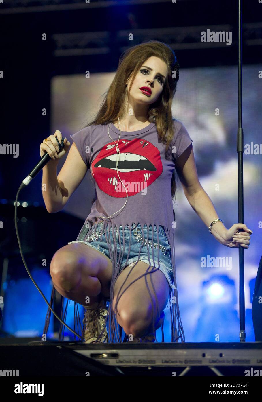 Lana Del Rey performing at the Isle of Wight festival, at Seaclose Park ...
