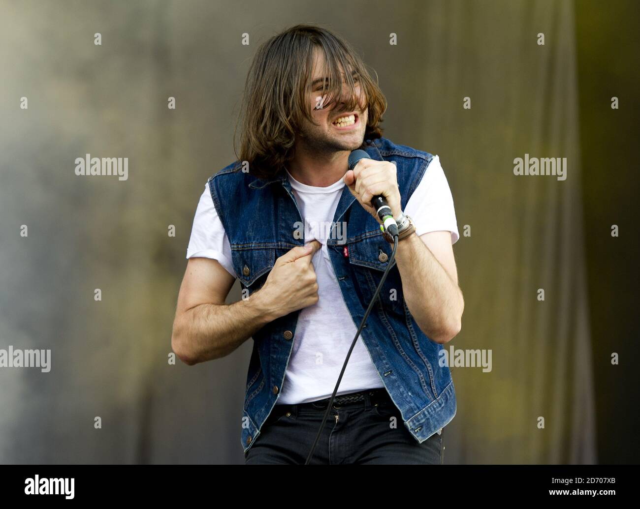 Justin Young of The Vaccines at the Isle of Wight festival, at Seaclose ...