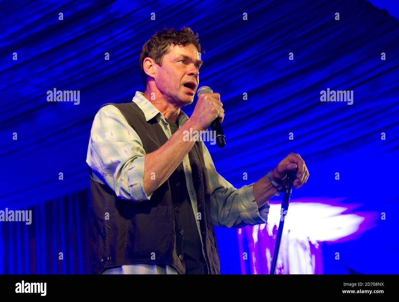 Rich Hall performing at the Latitude festival in Southwold, Suffolk ...