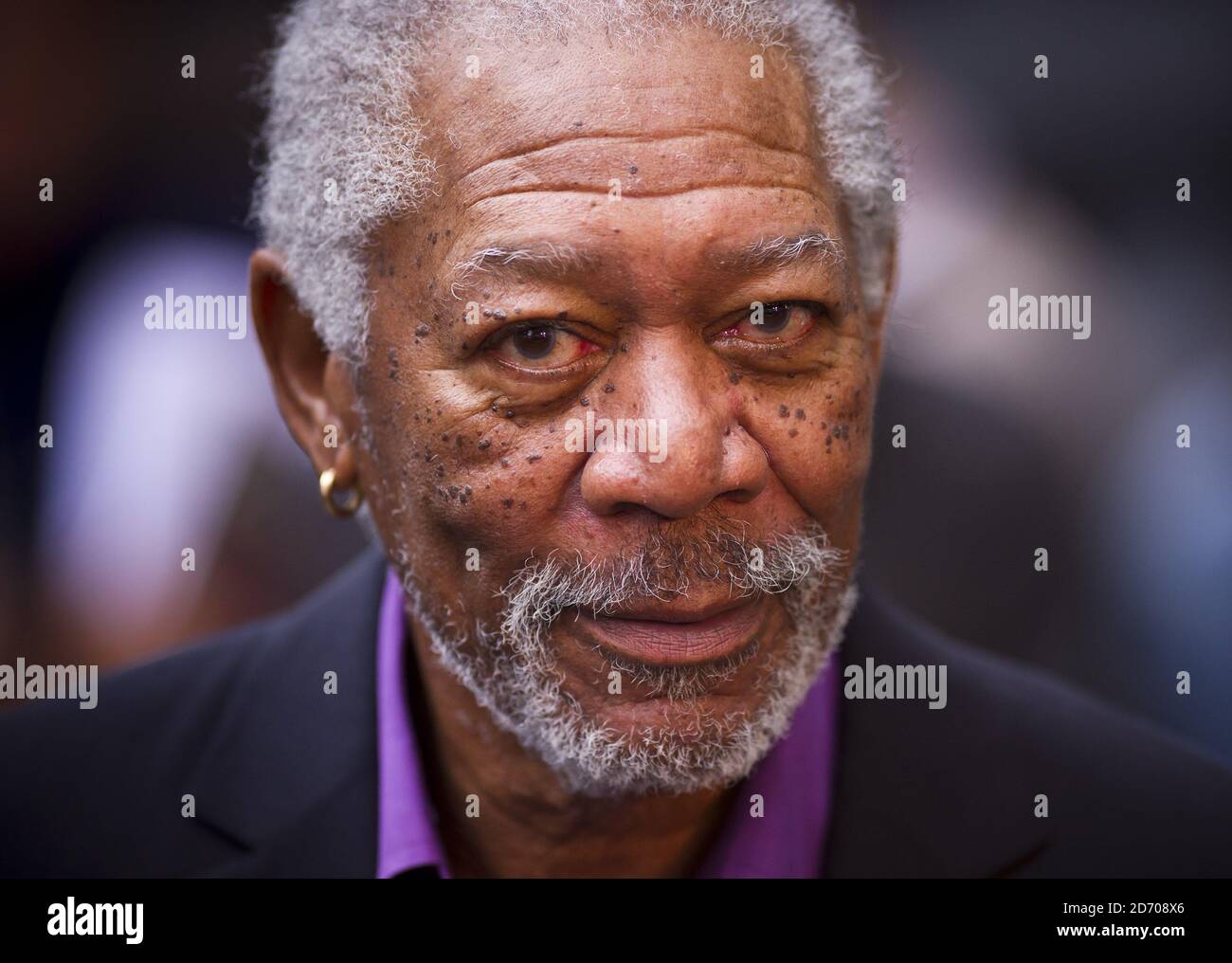 Morgan Freeman arriving at the premiere of The Dark Knight Rises, at ...