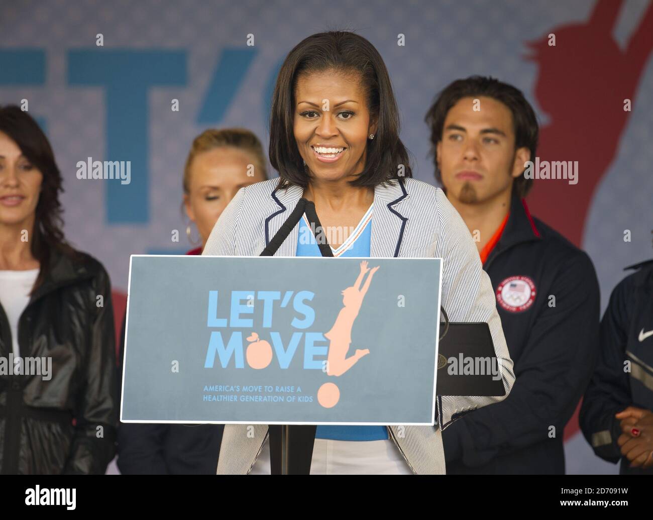 American First Lady Michelle Obama speaking at Letâ€™s Move! London, an ...