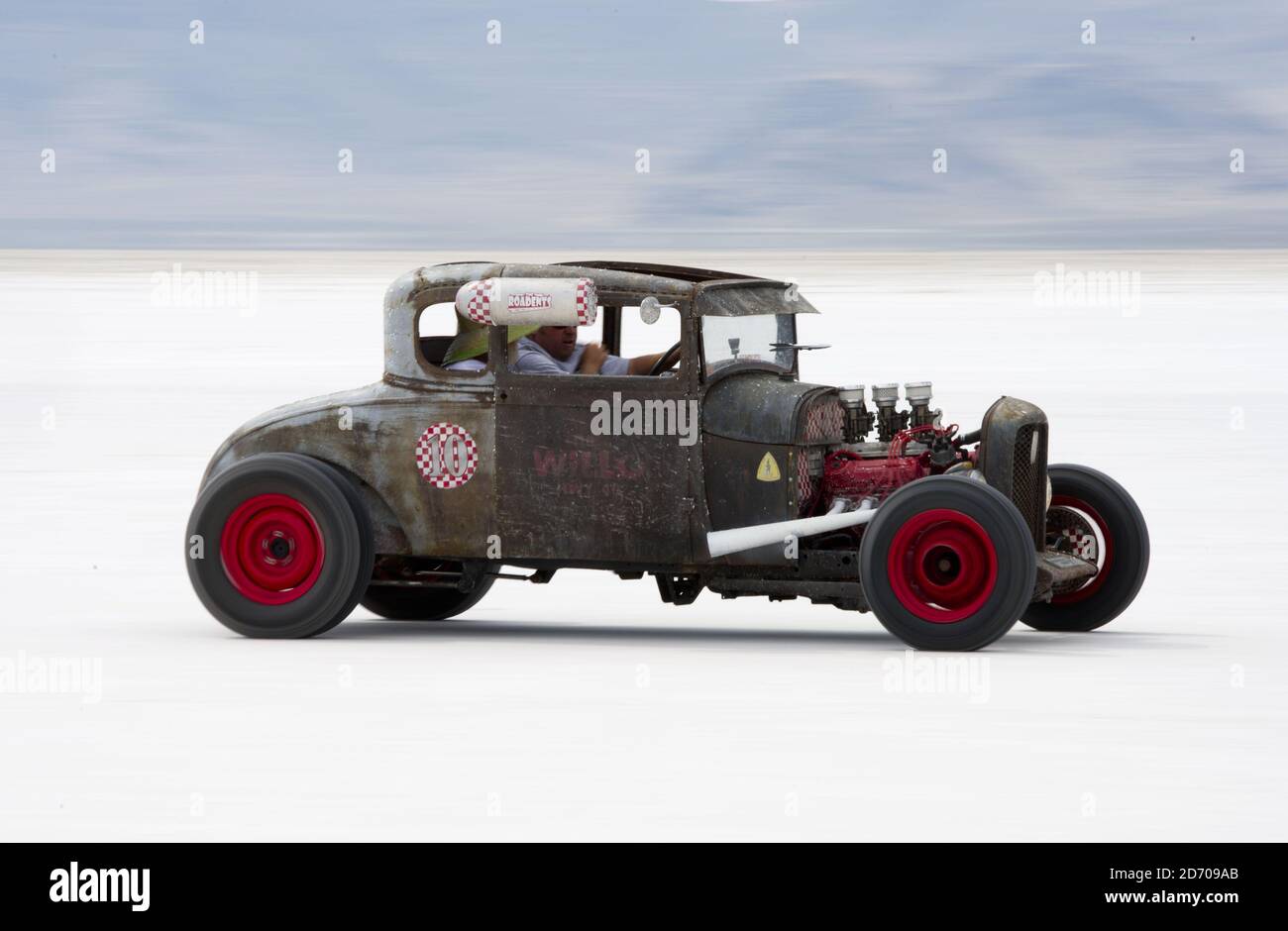 A hot rod car pictured during Bonneville Speed Week, held on the ...