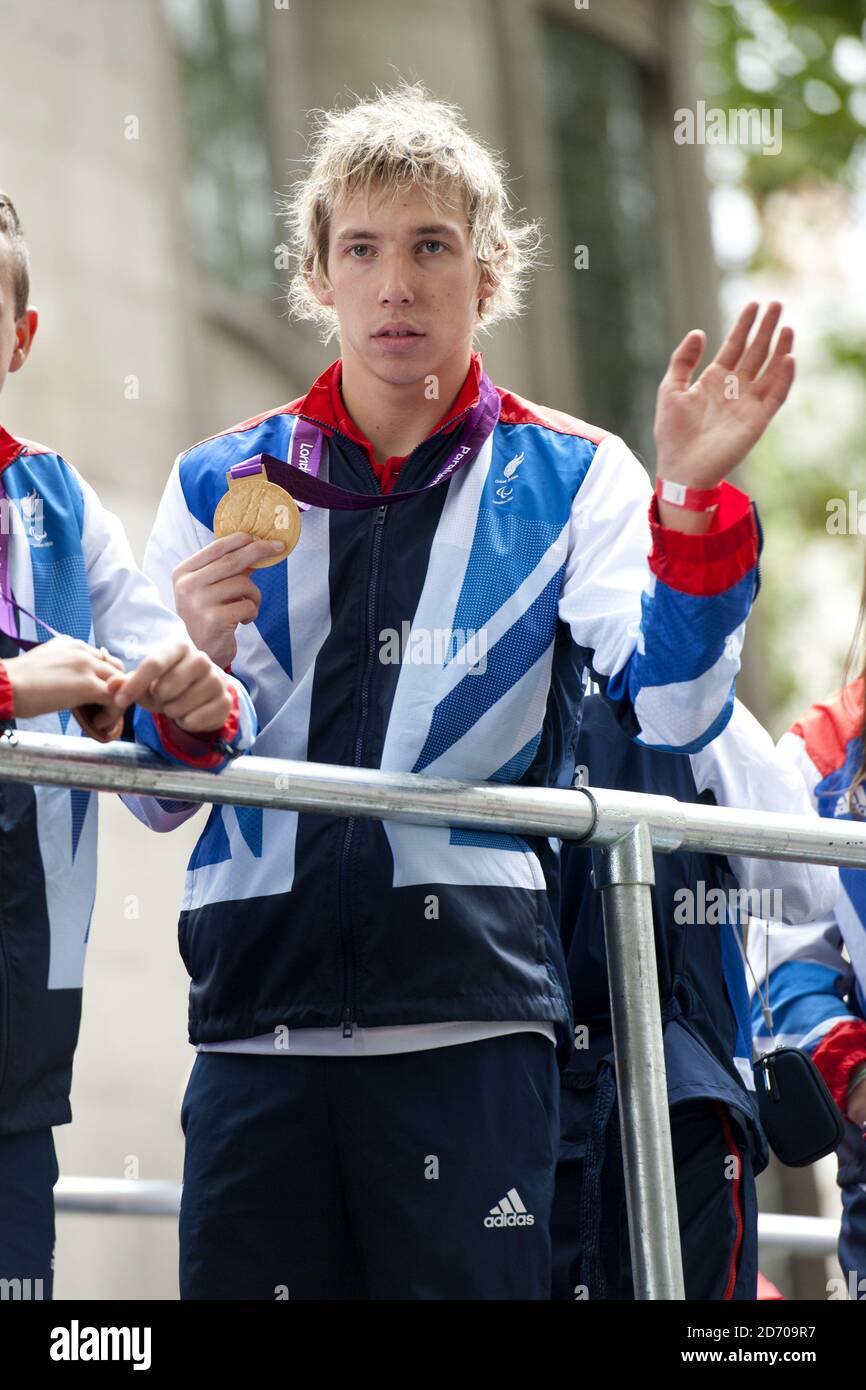 Swimmer Jonathan Fox during the London 2012 Victory Parade for Team GB ...