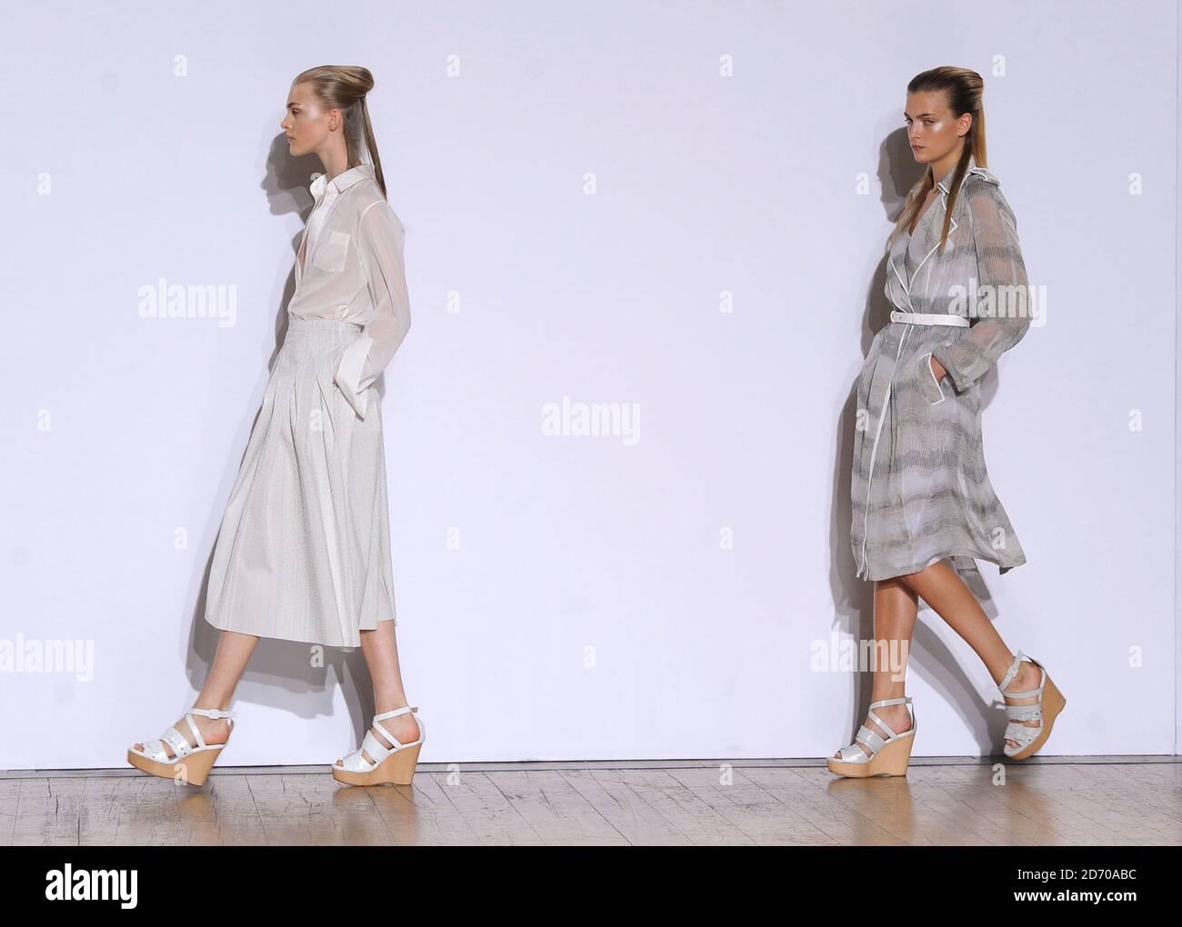 A model on the catwalk at the Nicole Farhi fashion show, held at RIBA ...