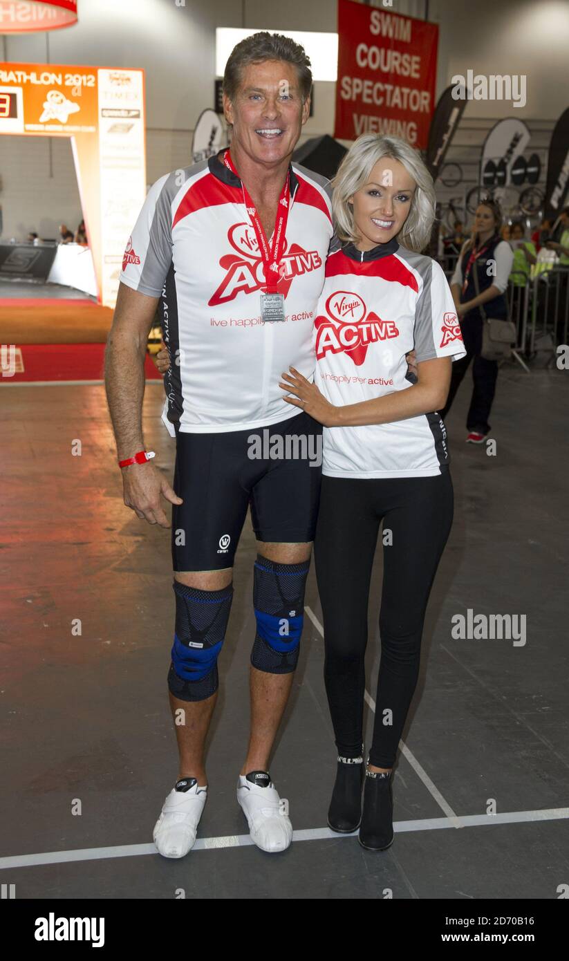 David Hasselhoff and girlfriend Hayley Roberts pictured at the finish ...
