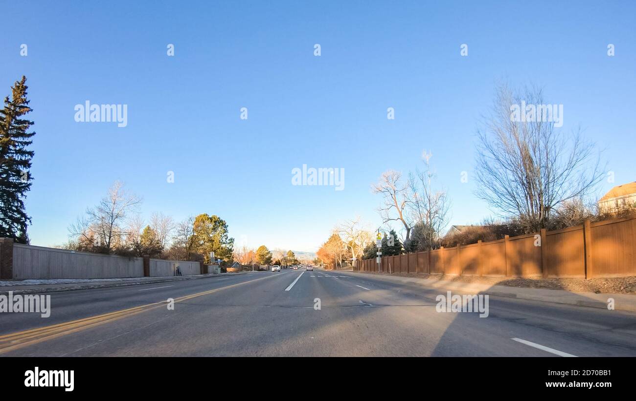 Driving on typical paved roads in suburban America Stock Photo - Alamy
