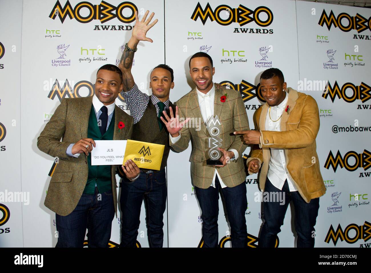 Best video winners JLS pictured in the press room backstage at the 2012 ...