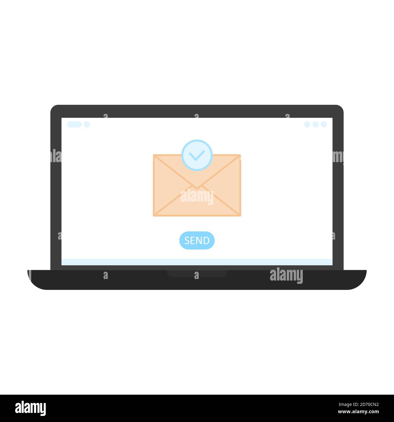 Email sending concept. Sending email on the laptop screen. Vector ...