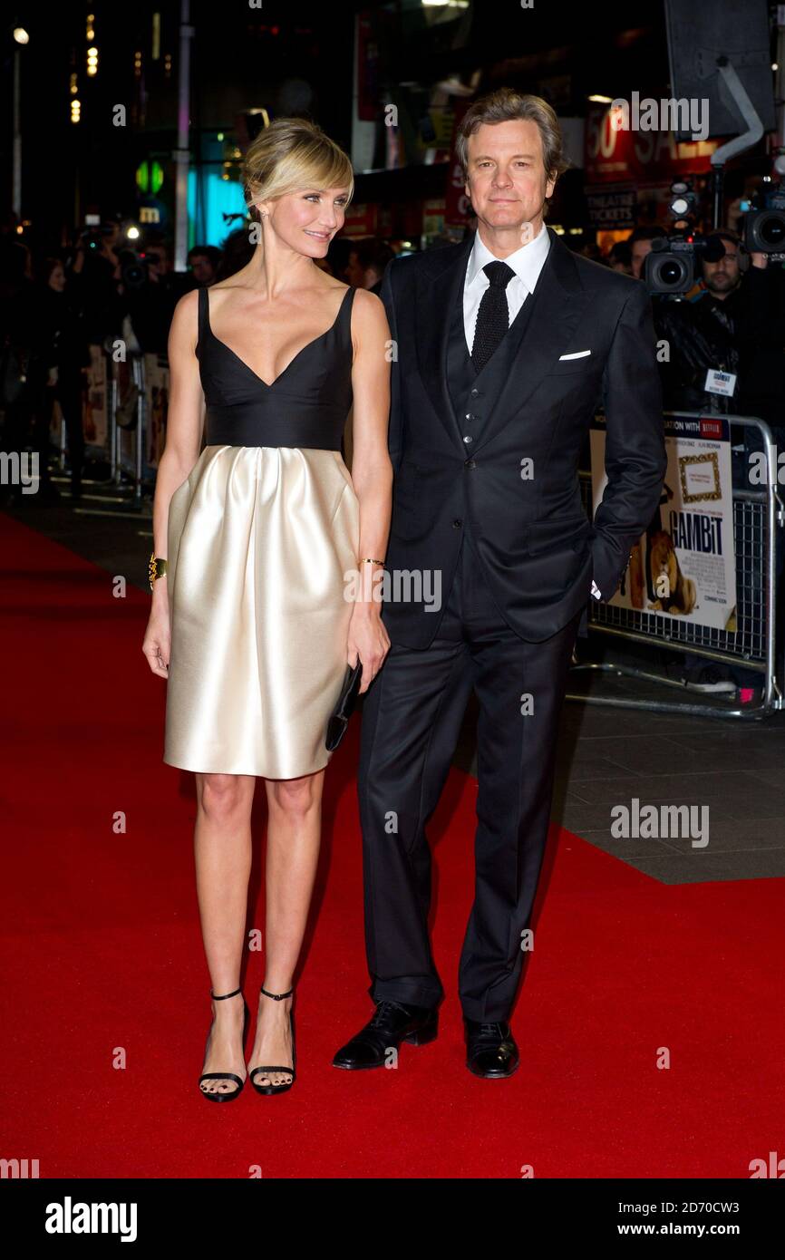 Cameron Diaz and Colin Firth attending the premiere of Gambit, at the ...