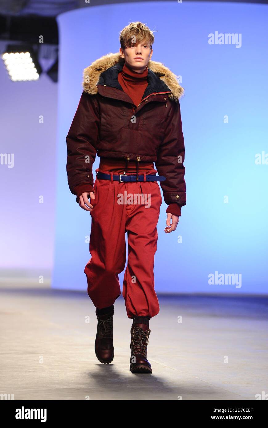 Models on the catwalk at the Top Man fashion show, held as part of ...