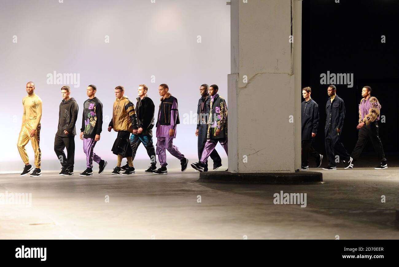 Models on the catwalk at the MAN fashion show, held as part of London ...