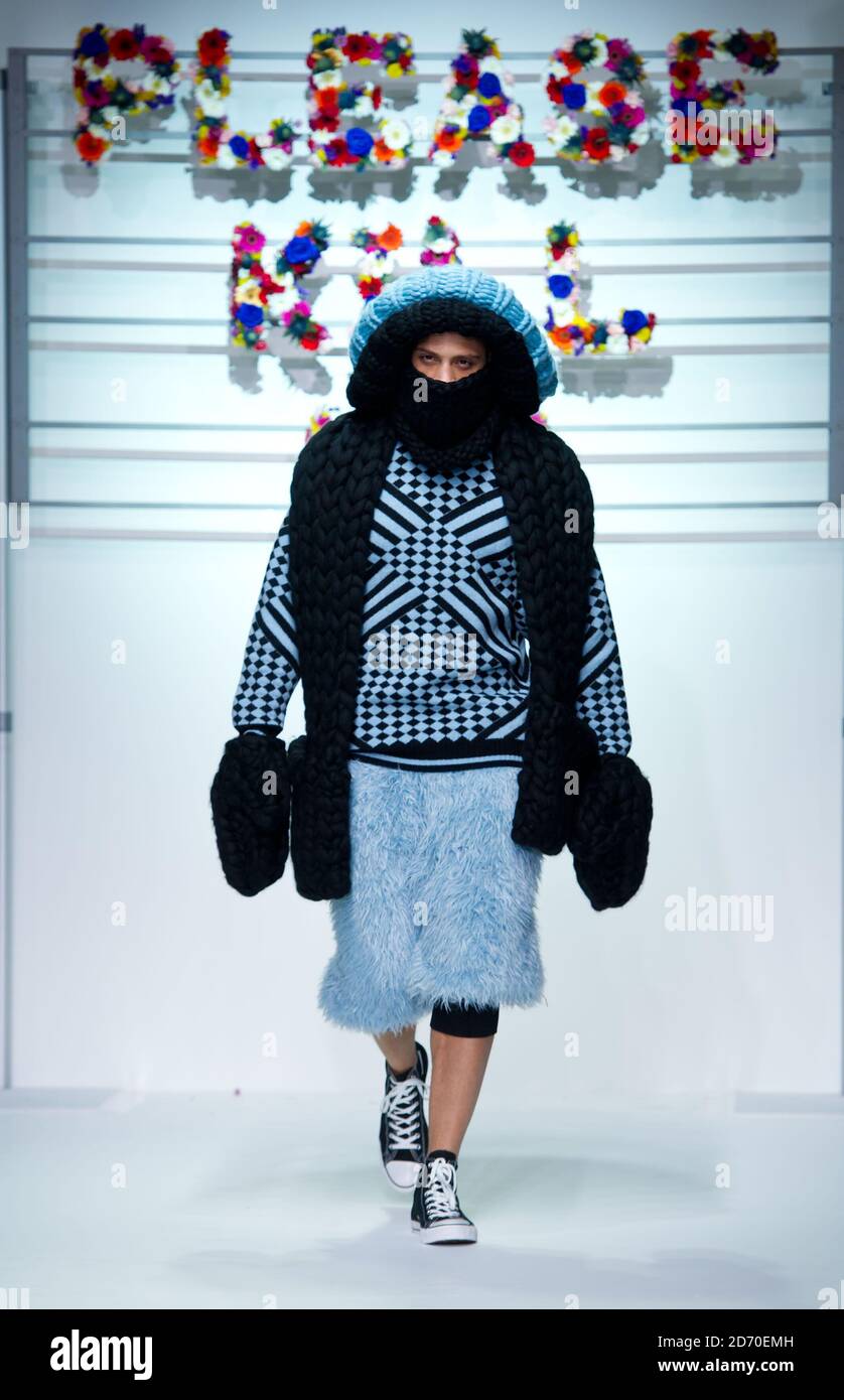 A model on the catwalk at the Sibling fashion show, held as part of ...