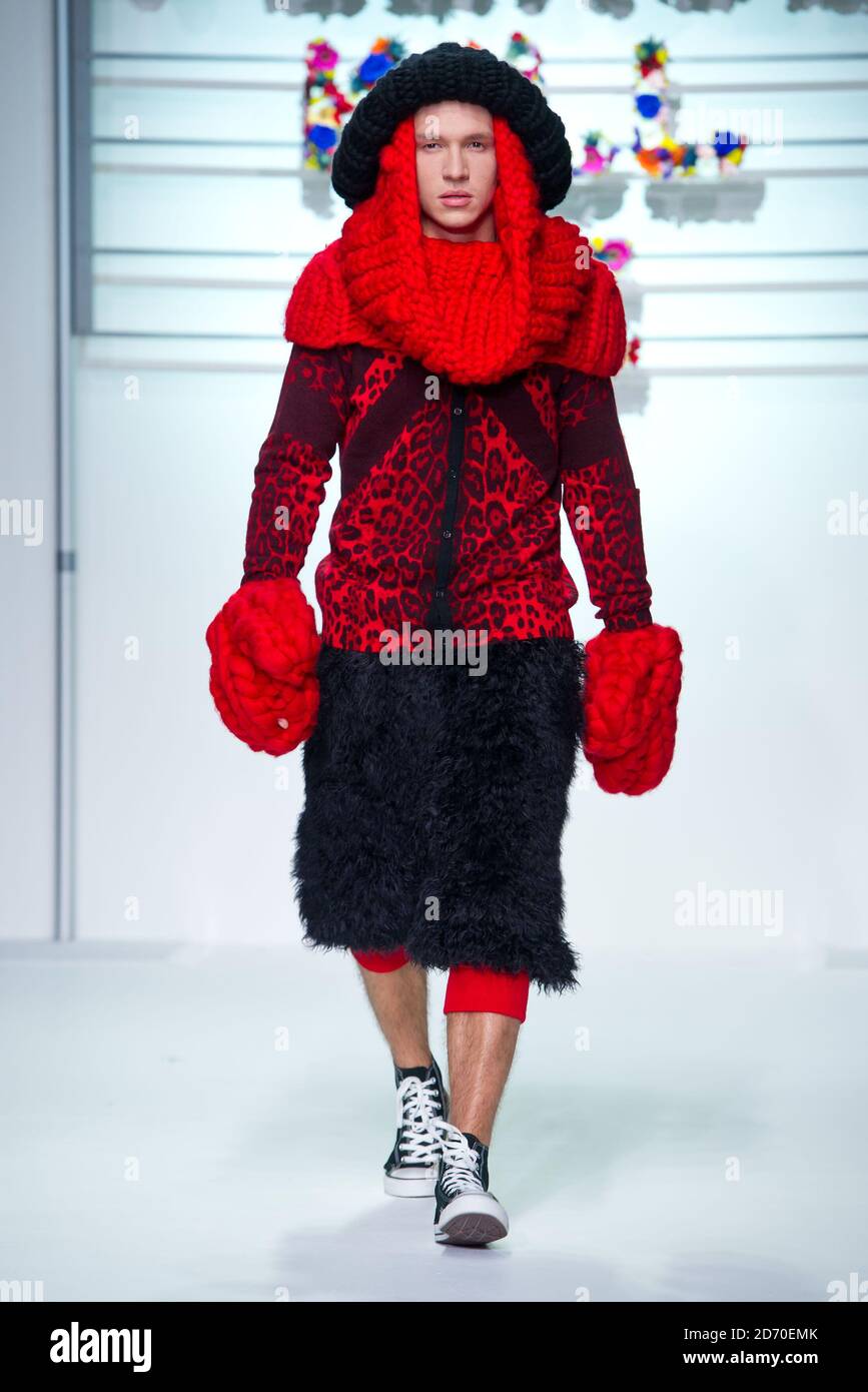 A model on the catwalk at the Sibling fashion show, held as part of ...