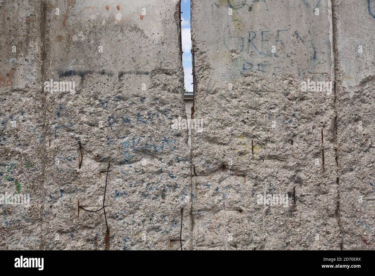 Detail of the remains of the Berlin Wall, Berlin, Germany. Segments of ...