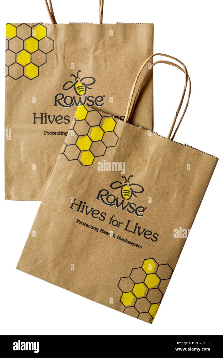 Rowse Hives for Lives protecting bees & beekeepers brown paper bags set ...
