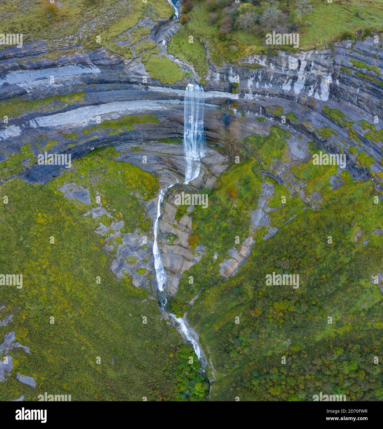 Autumn landscape at the San Miguel waterfall in the Angulo Valley of ...