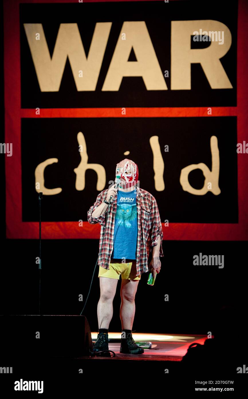 'Bacon Face' pictured on stage at the War Child Comedy Night, in aid of ...