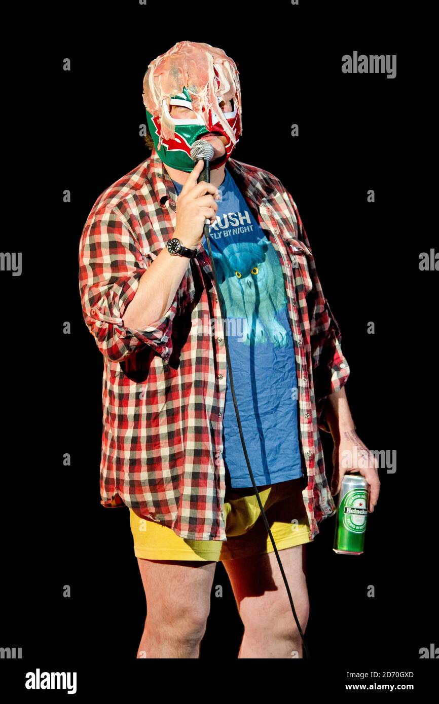 'Bacon Face' pictured on stage at the War Child Comedy Night, in aid of ...