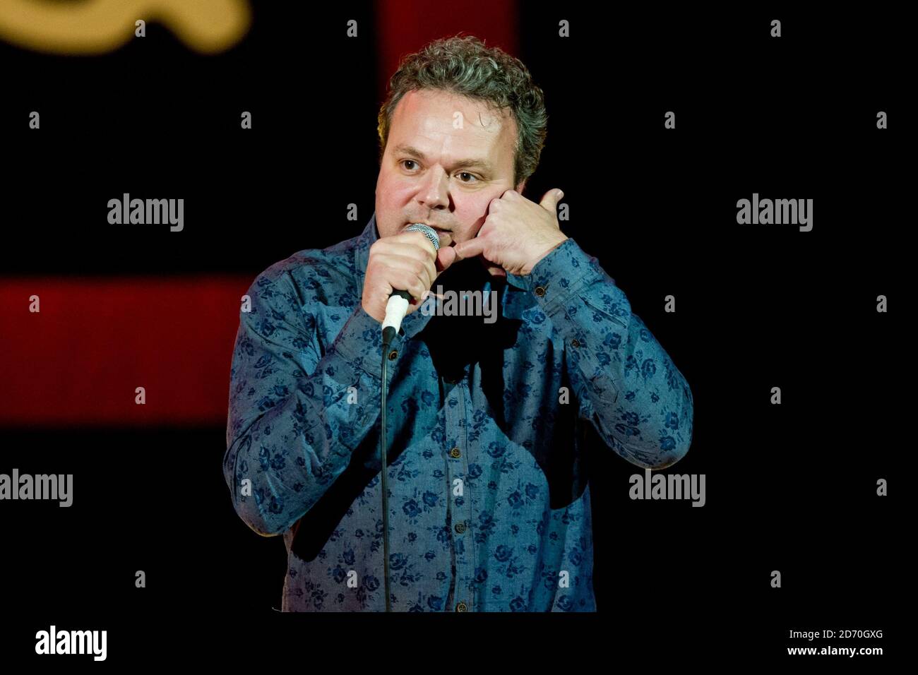 Hal Cruttenden pictured on stage at the War Child Comedy Night, in aid ...