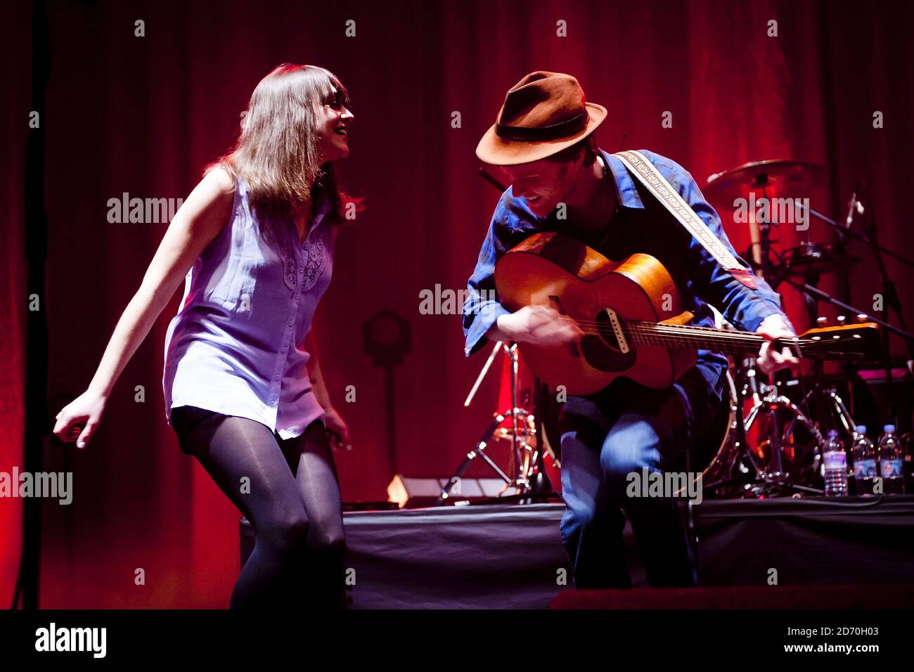 Neyla Pekarek and Wesley Schultz of The Lumineers performing at Brixton Academy in south London ...