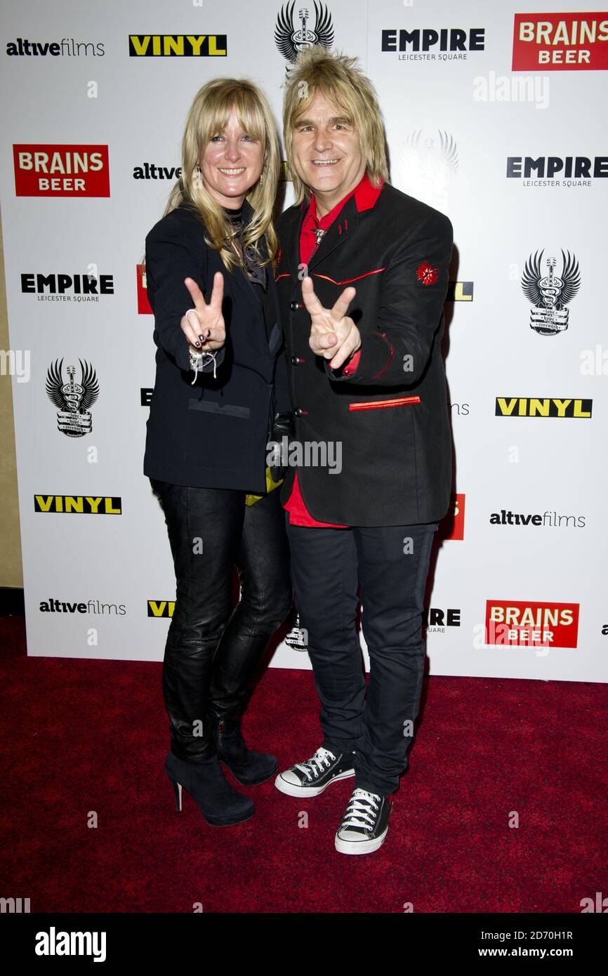 Mike Peters and wife Jules Davis attending a gala screening of Vinyl ...