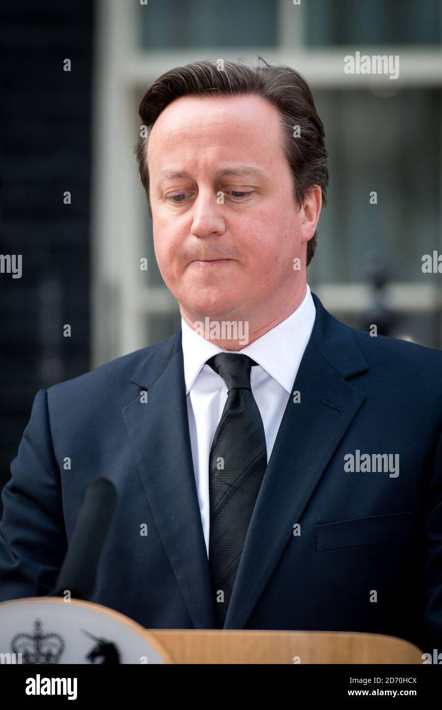 Prime Minister David Cameron makes a statement outside 10 Downing ...