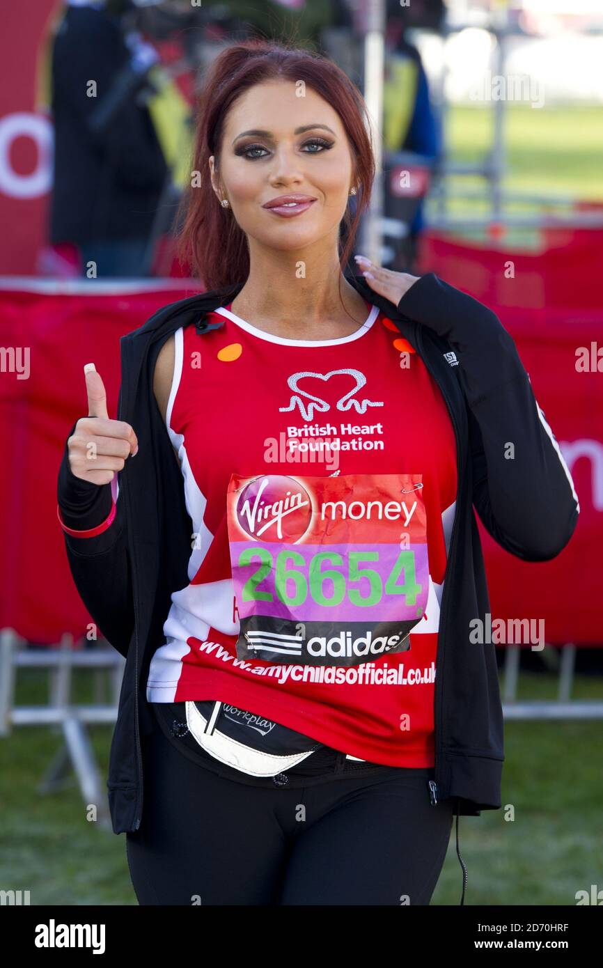 Amy Childs pictured at the start of the London Marathon, in Blackheath ...
