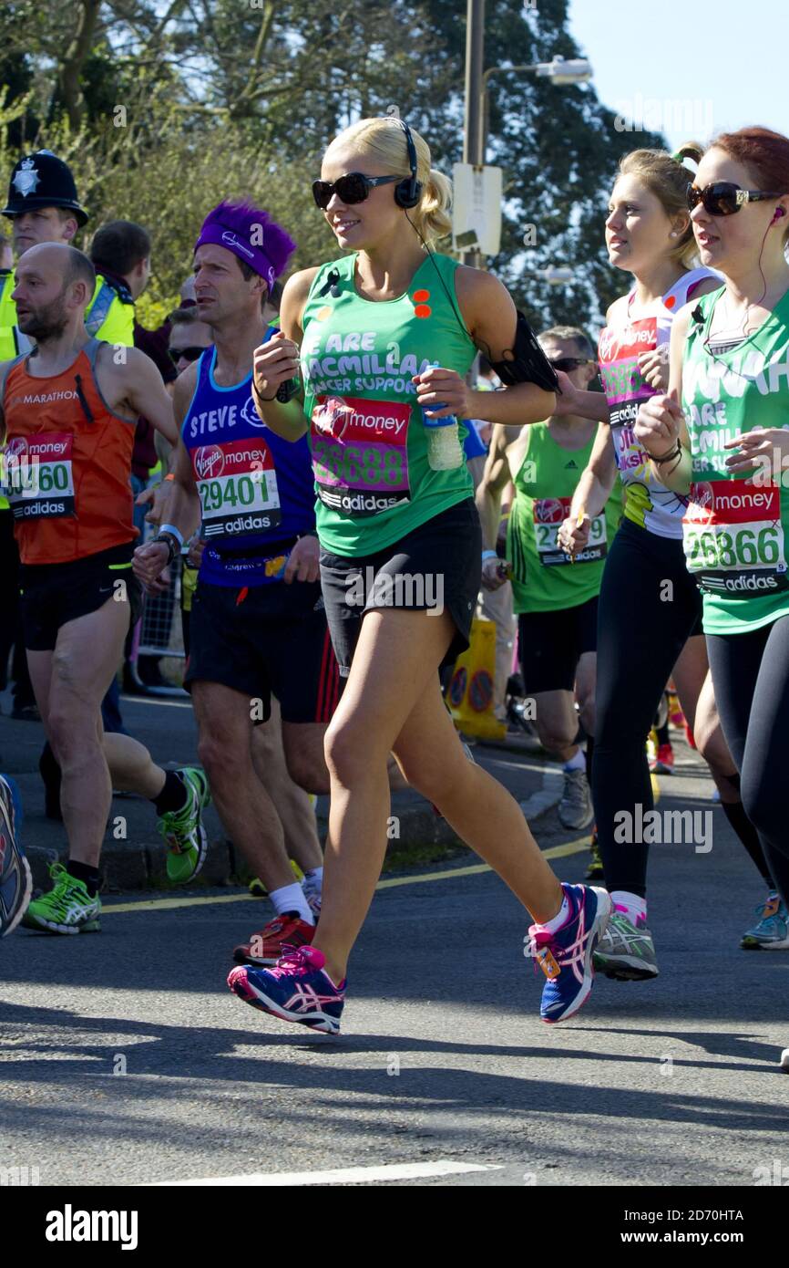 Katherine Jenkins pictured running the London Marathon, in Blackheath ...