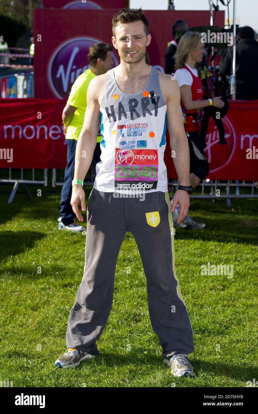 Harry Judd pictured at the start of the London Marathon, in Blackheath ...